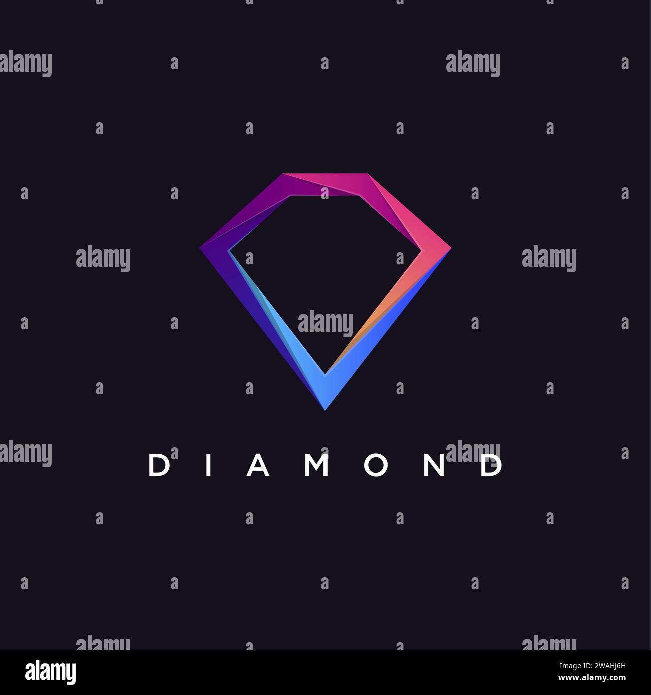 Modern colorful blue diamond logo icon vector template on dark ...