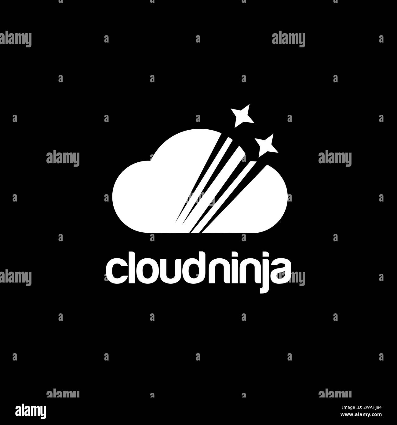 Cloud and star ninja logo icon vector template on black background ...