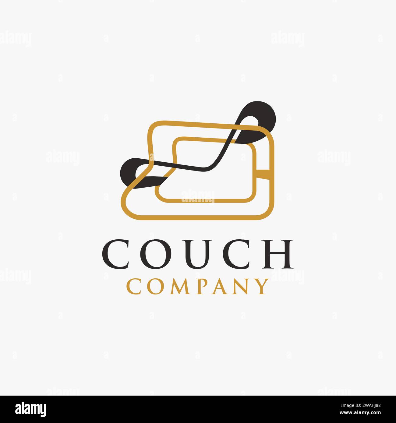 Unique modern contemporary couch chair Logo icon vector template on ...