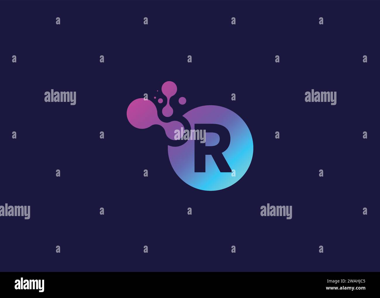 Letter R Technology vector monogram logo design template. Letter R ...