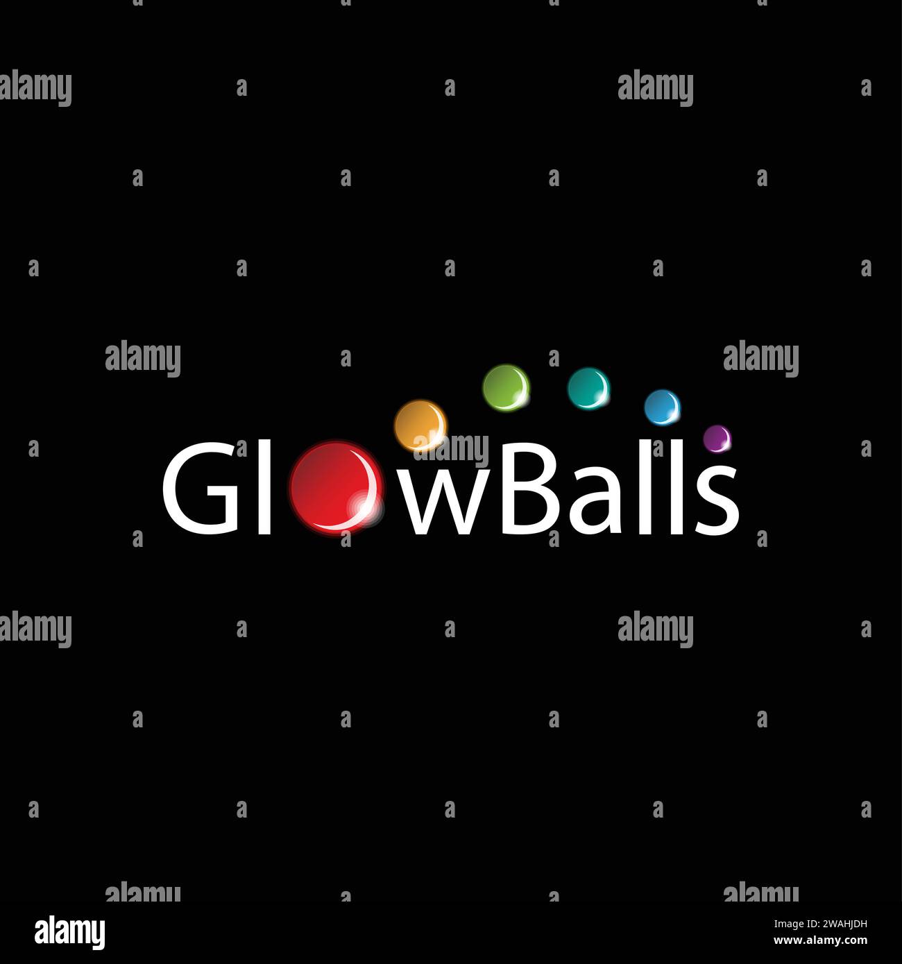 Shinning wordmark glow ball logo icon vector template on black ...