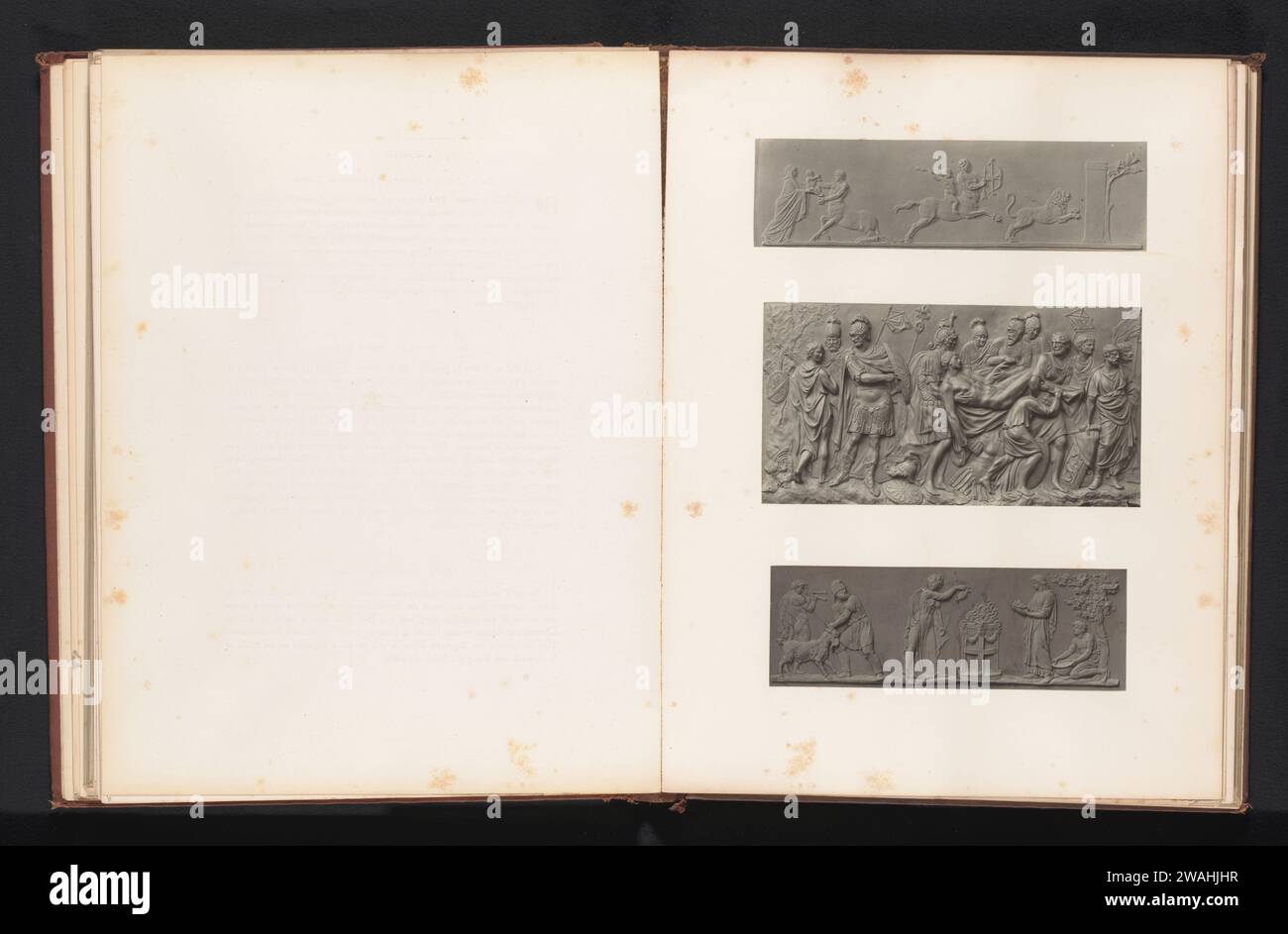 Bas-reliefs of the handing over of Achilles to Chiron, the death of a ...