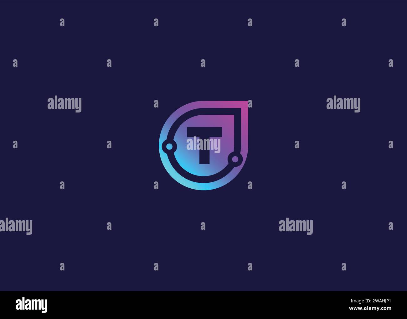 Letter T Technology vector monogram logo design template. Letter T ...