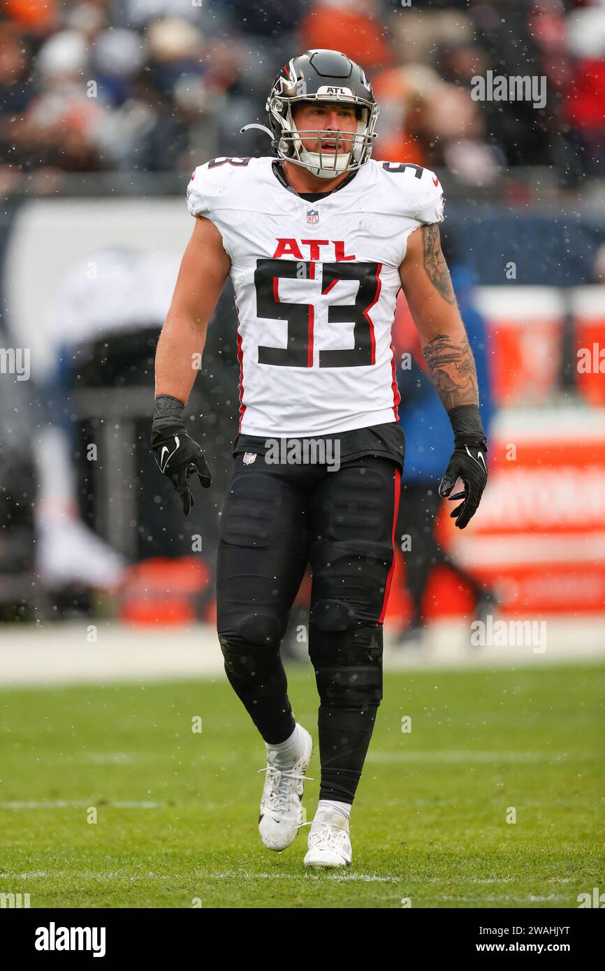 Atlanta Falcons linebacker Nate Landman (53) walks on the field during ...