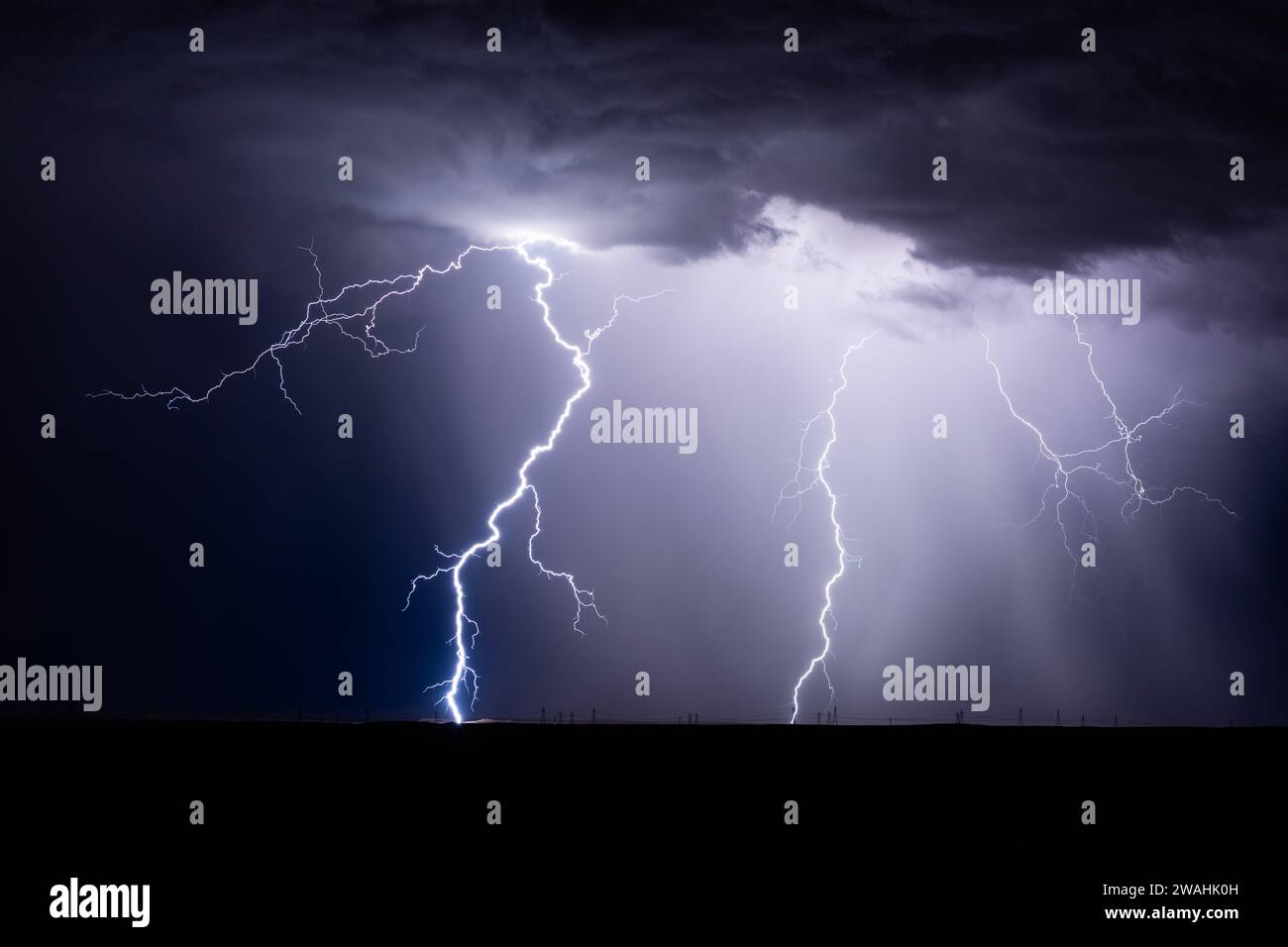 Strong thunderstorm and lightning strikes near Moenkopi, Arizona Stock ...
