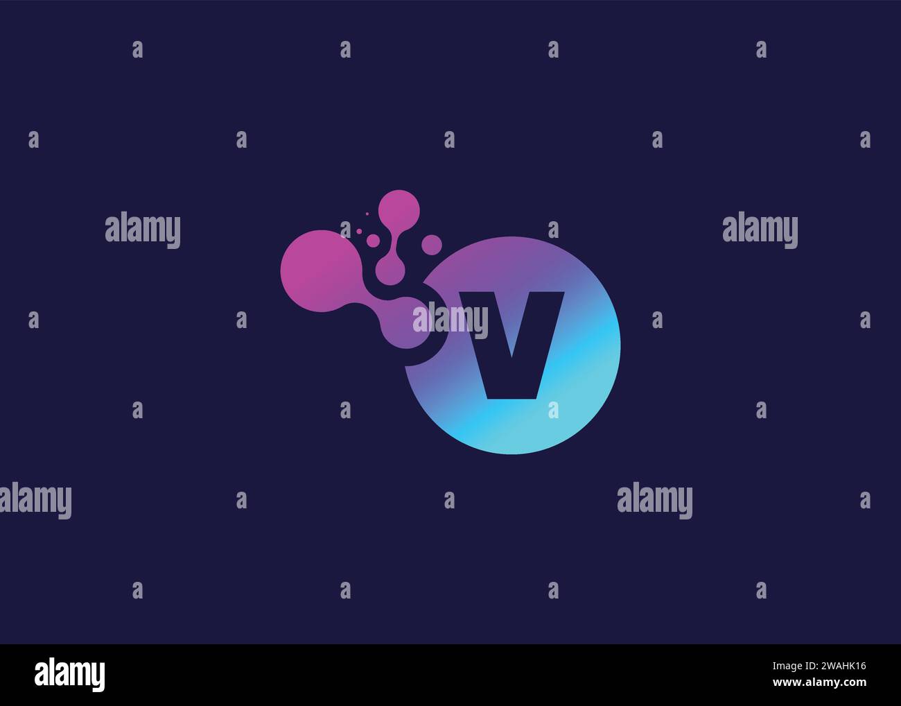 Letter V Technology vector monogram logo design template. Letter V ...
