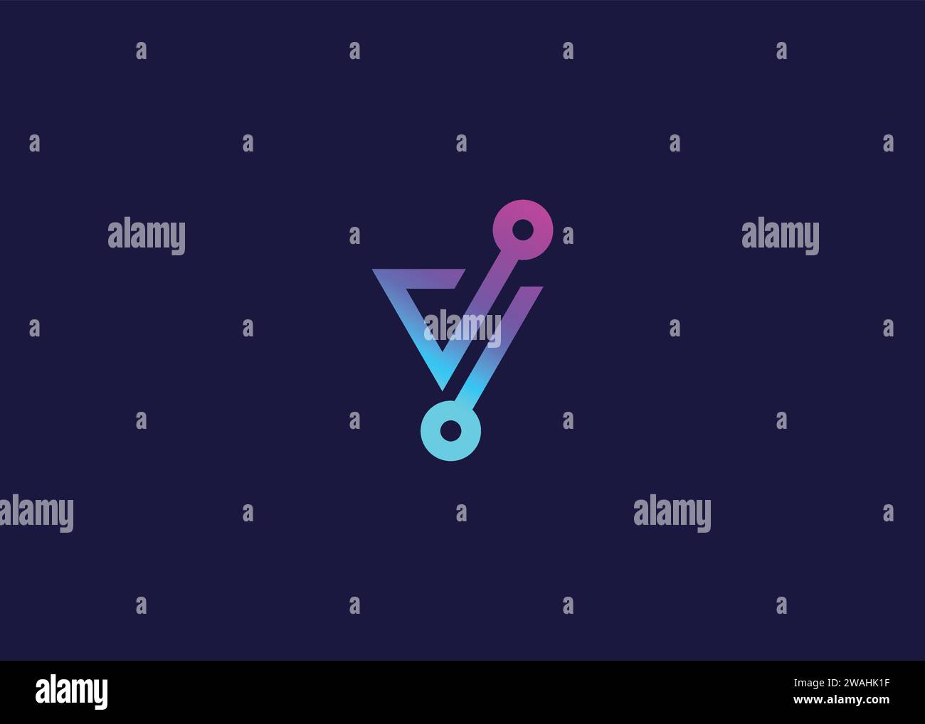 Letter V Technology vector monogram logo design template. Letter V ...