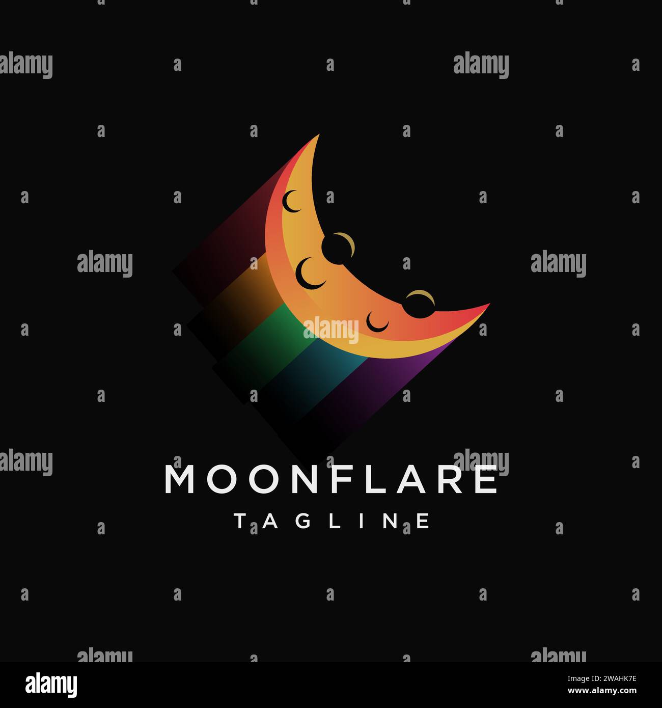 Modern Abstract Colorful moon logo icon vector on black background ...