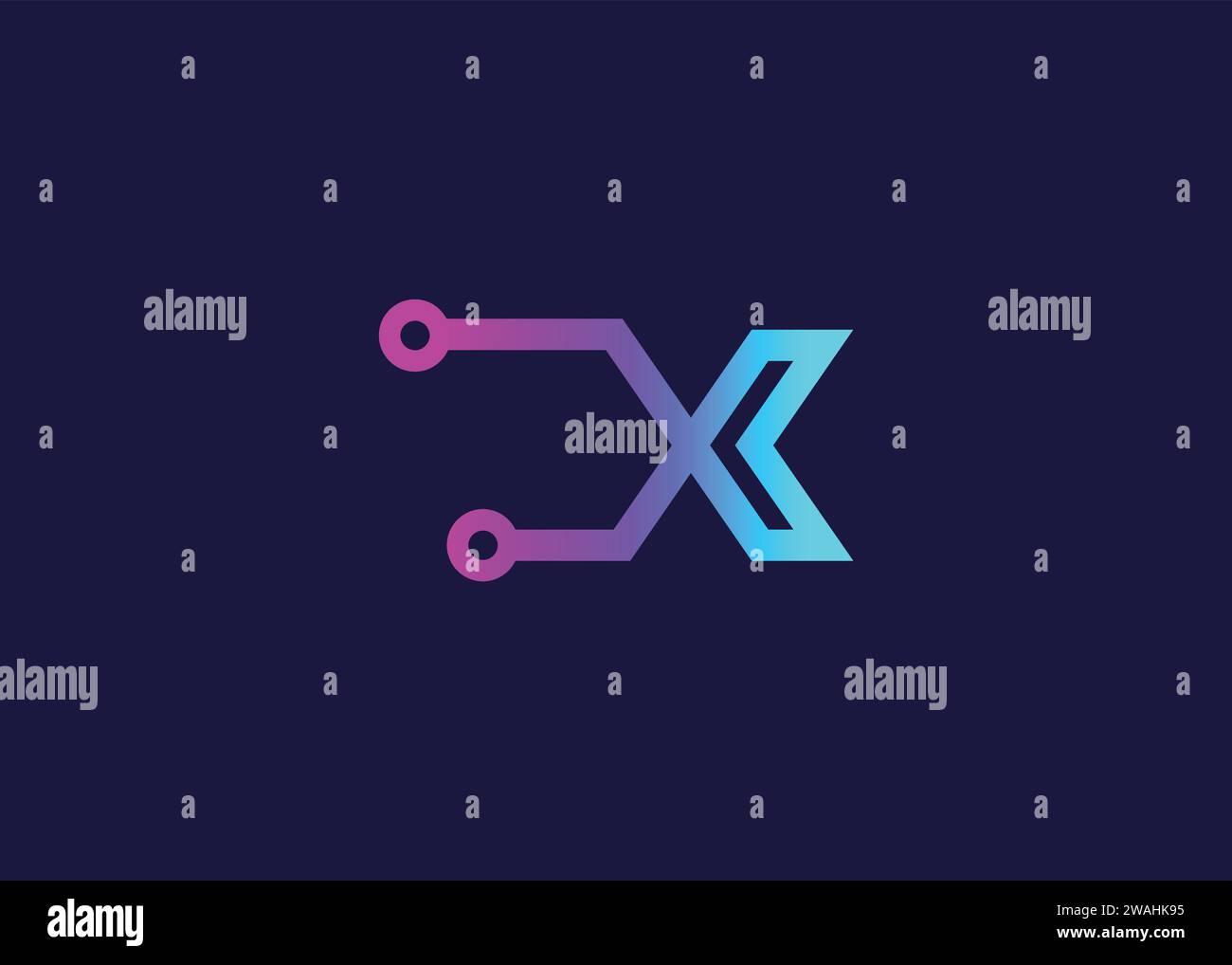 Letter X Technology vector monogram logo design template. Letter X ...