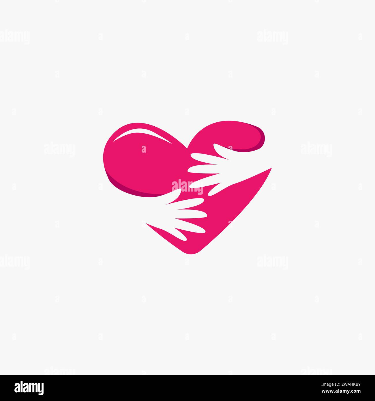 Romantic hug a heart logo icon vector template, with negative space hand on white background ...