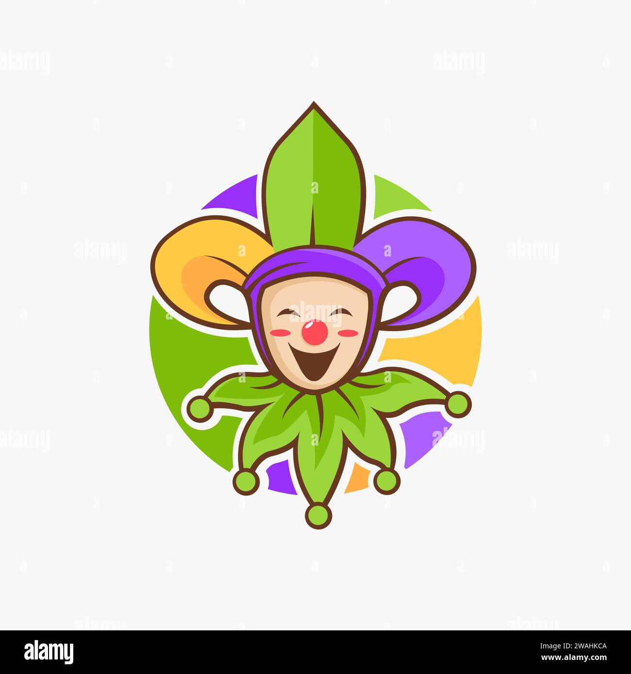 Fun jester with fleur de lis hat logo icon vector template on white ...