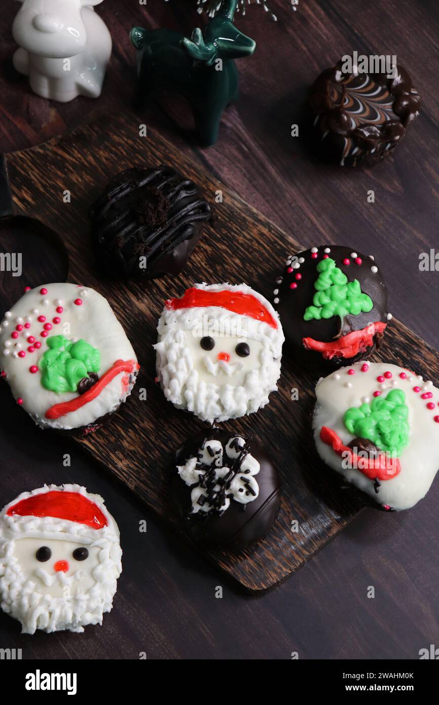 Homemade Glazed Christmas Donuts. Assorted Christmas design donuts ...