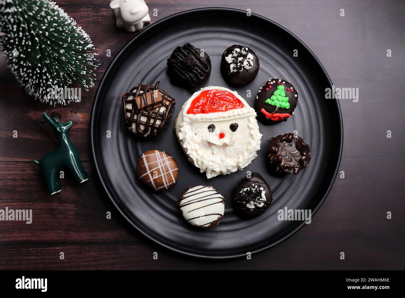 Homemade Glazed Christmas Donuts. Assorted Christmas design donuts ...
