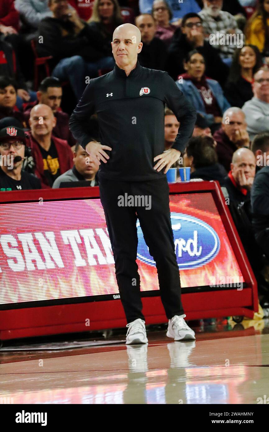 GLENDALE, AZ - JANUARY 04: Utah Utes head coach Craig Smith looks on ...