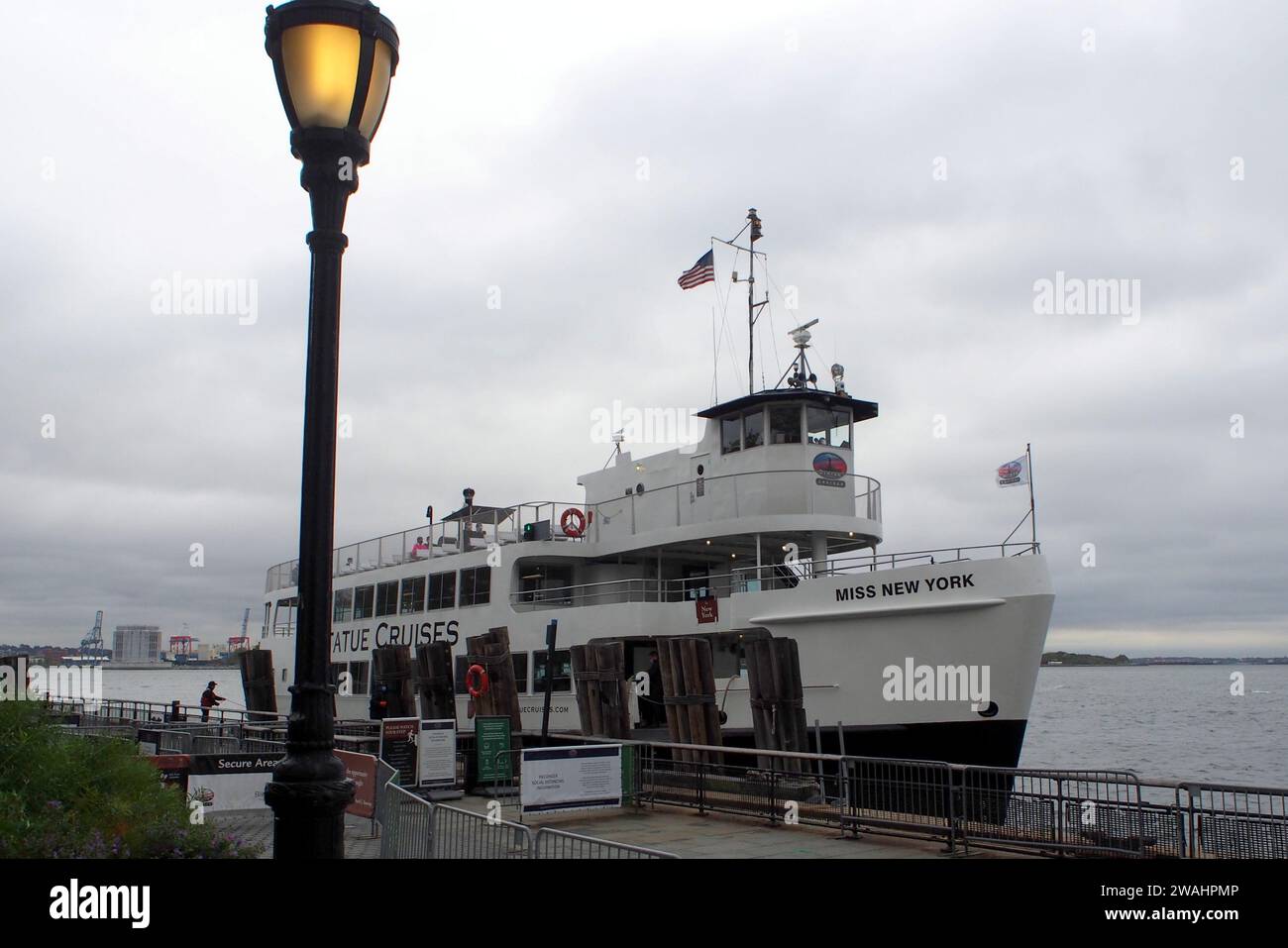 MISS NEW YORK, Statue Cruises boat moored at the Battery Park ...
