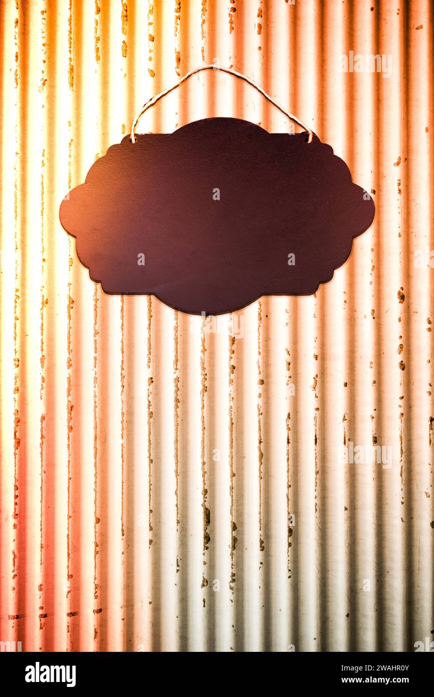 Black Empty Sign Board with string for hanging on wall Stock Photo - Alamy