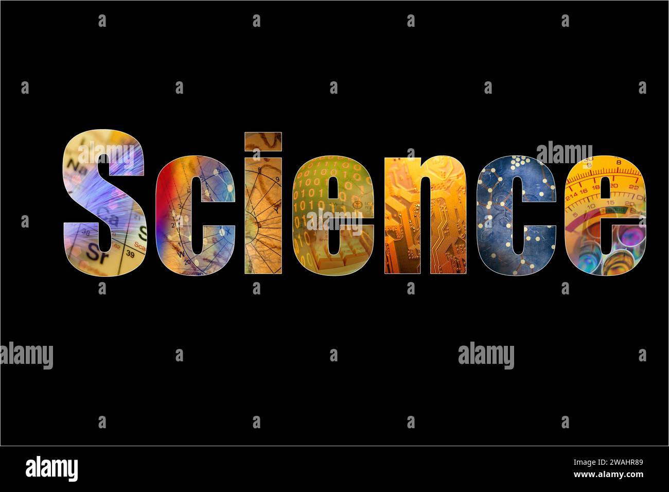 Word science formed by colorful science background themes Stock Photo ...