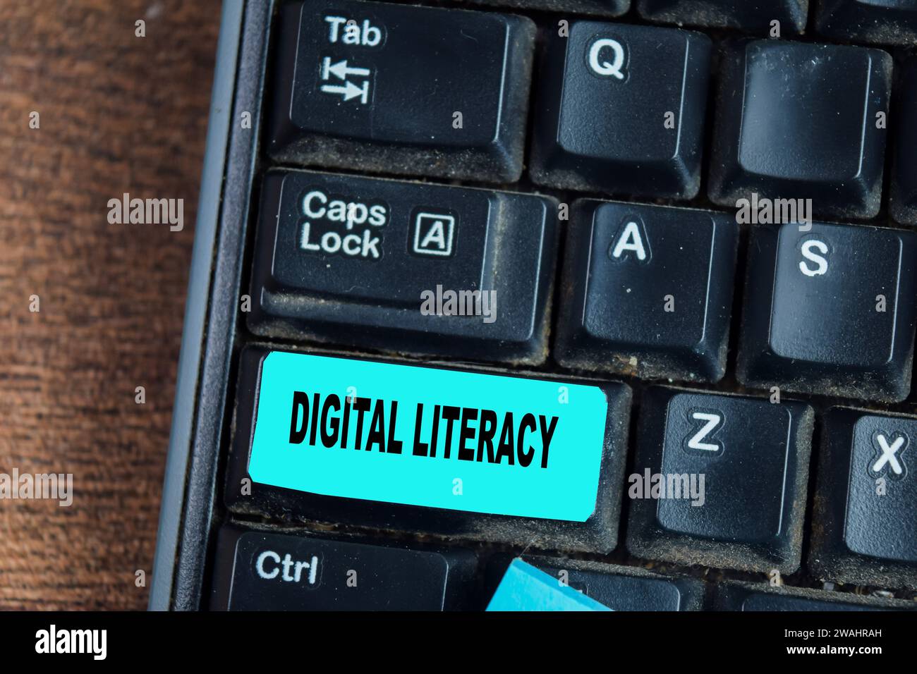 Concept of Digital Literacy write on keyboard isolated on laptop ...