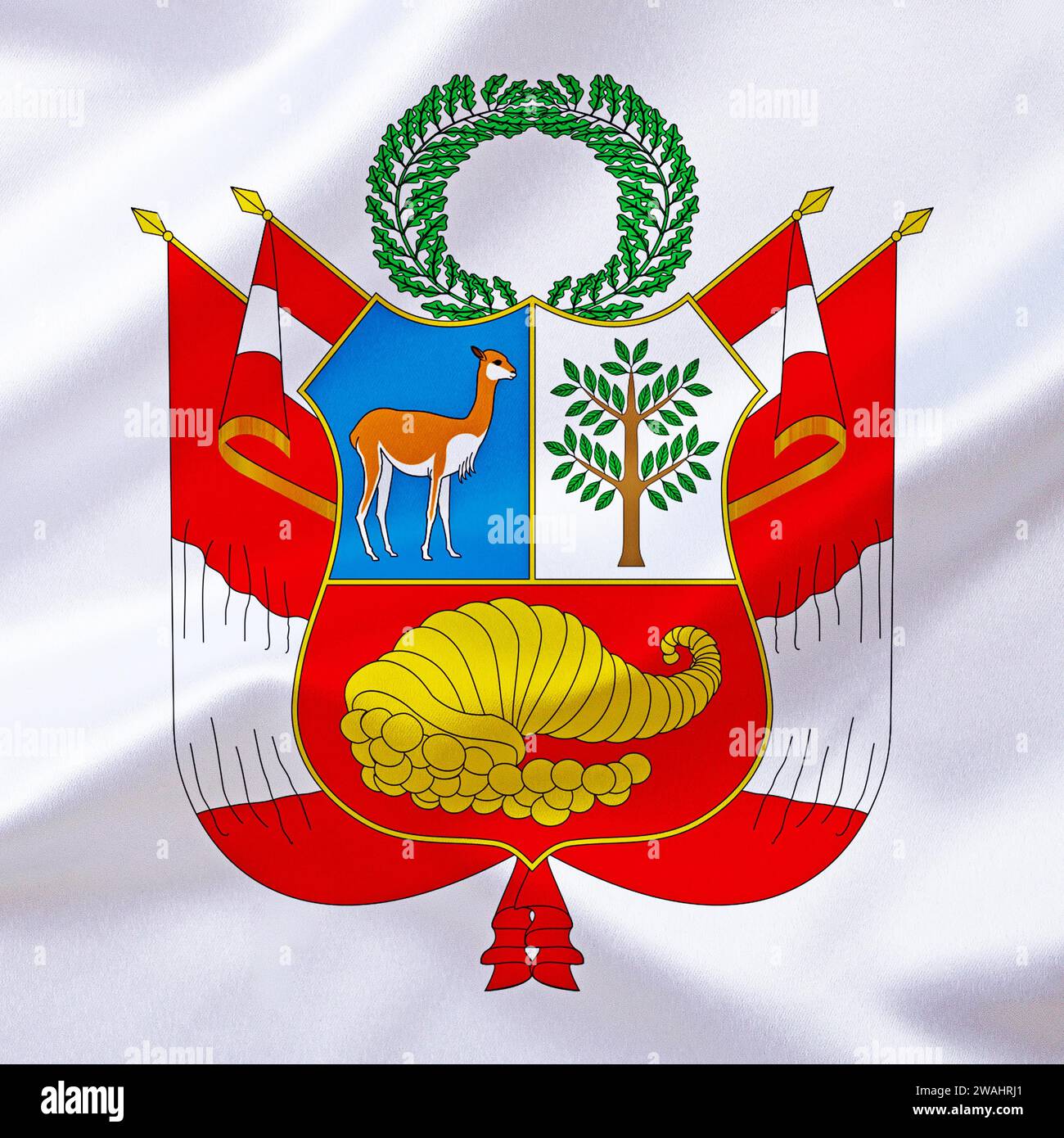 The coat of arms of Peru, country in South America, Studio Stock Photo ...