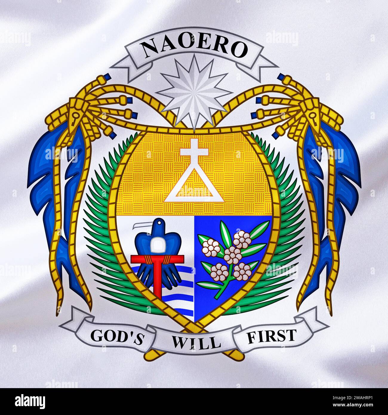 The coat of arms of Nauru, island state, country in Oceania, studio ...