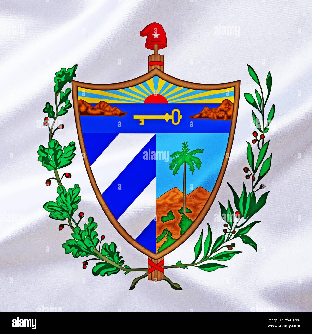 The coat of arms of Cuba, island, Caribbean, studio Stock Photo - Alamy