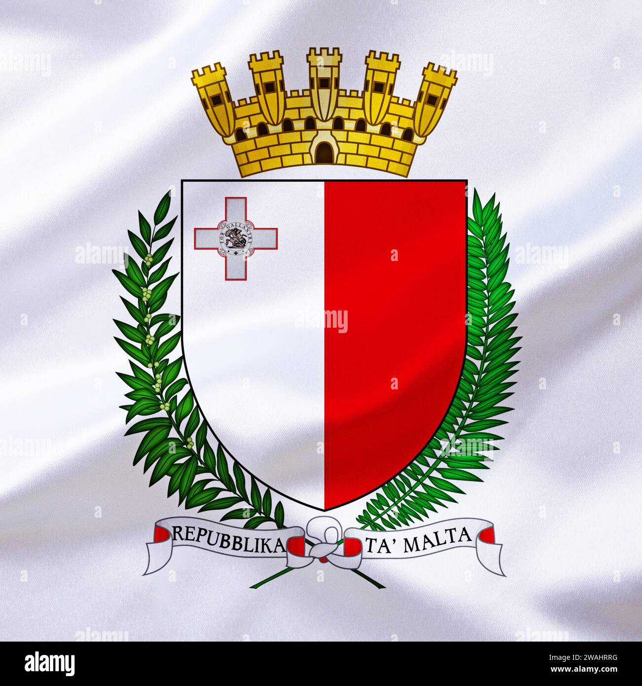The coat of arms of Malta, Europe, EU, Studio Stock Photo - Alamy