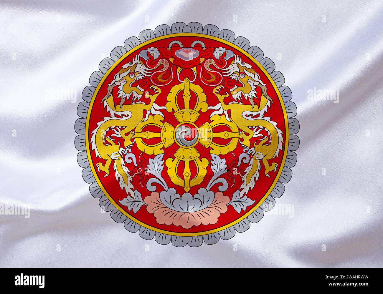 The coat of arms of Bhutan, country in South Asia, Studio Stock Photo ...