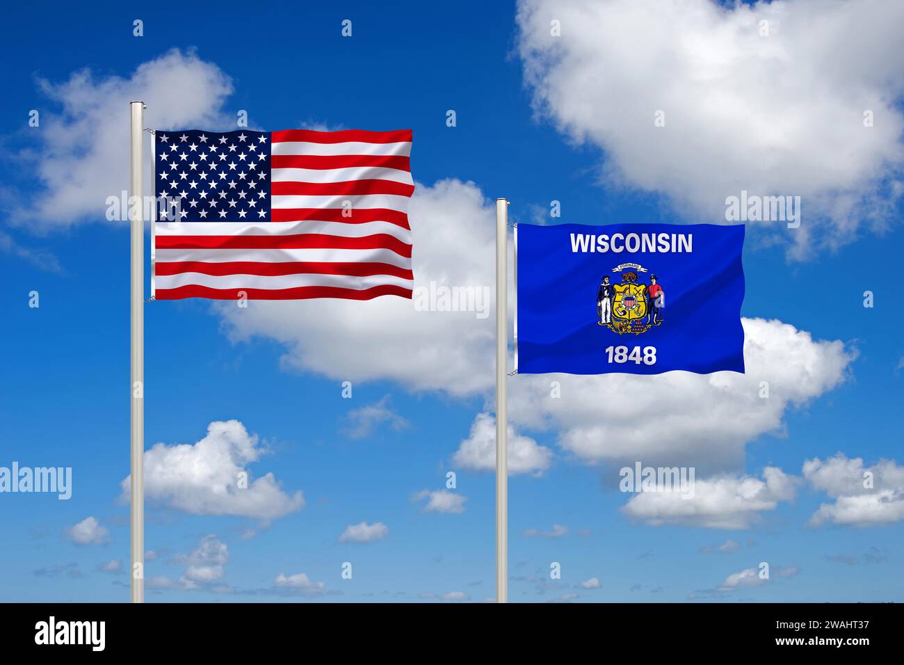 The flag of the USA and Wisconsin, Studio Stock Photo - Alamy