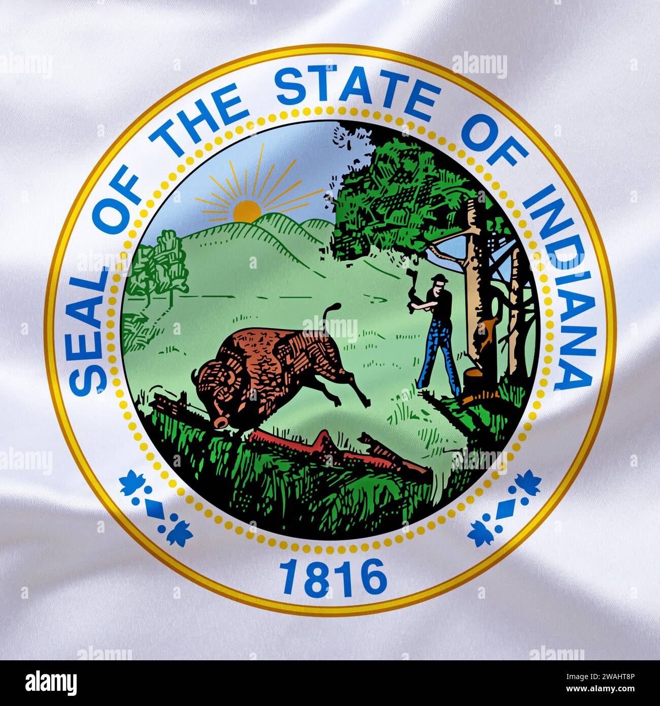 USA, The coat of arms of Indiana, state of the Stock Photo - Alamy