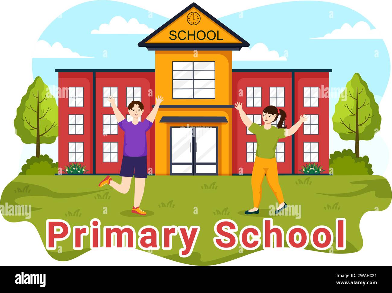 Cartoon illustration primary school student hi-res stock photography ...