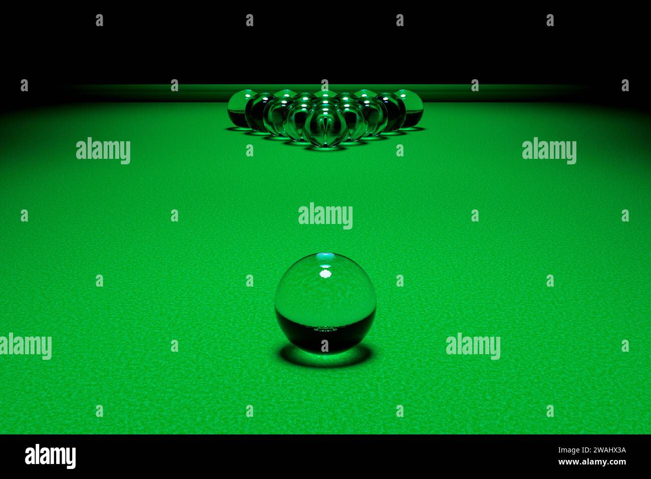 Glass billiard balls at the starting playing position Stock Photo - Alamy