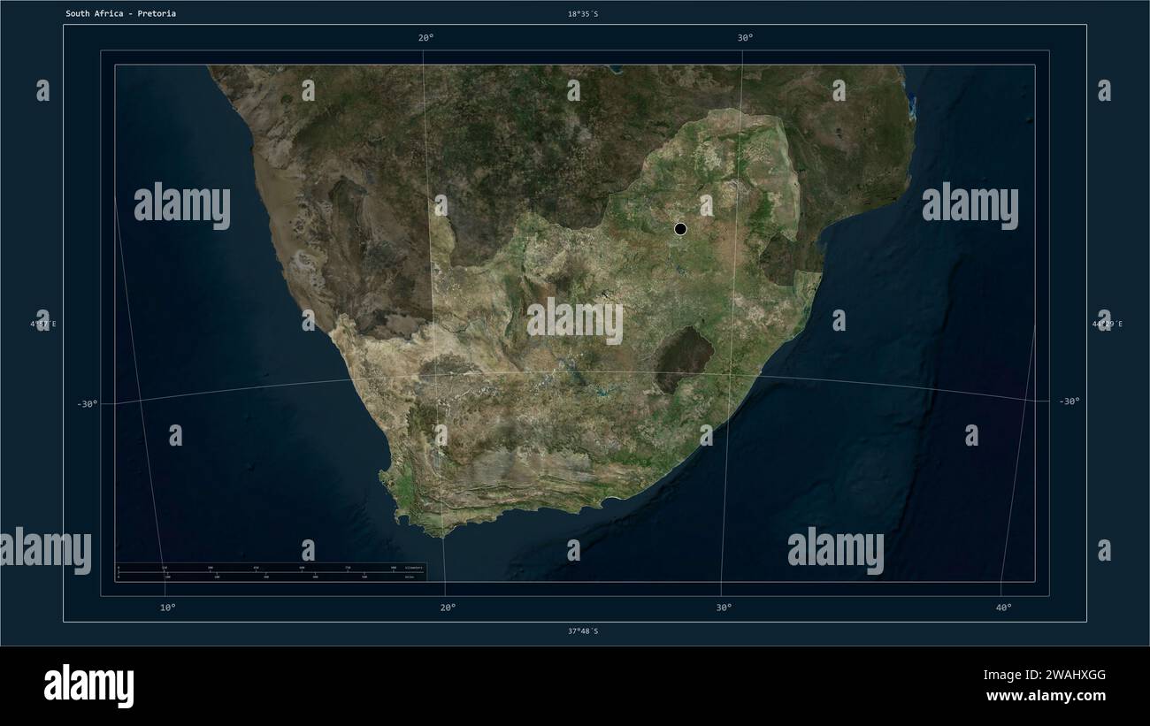 South Africa highlighted on a high resolution satellite map map with ...