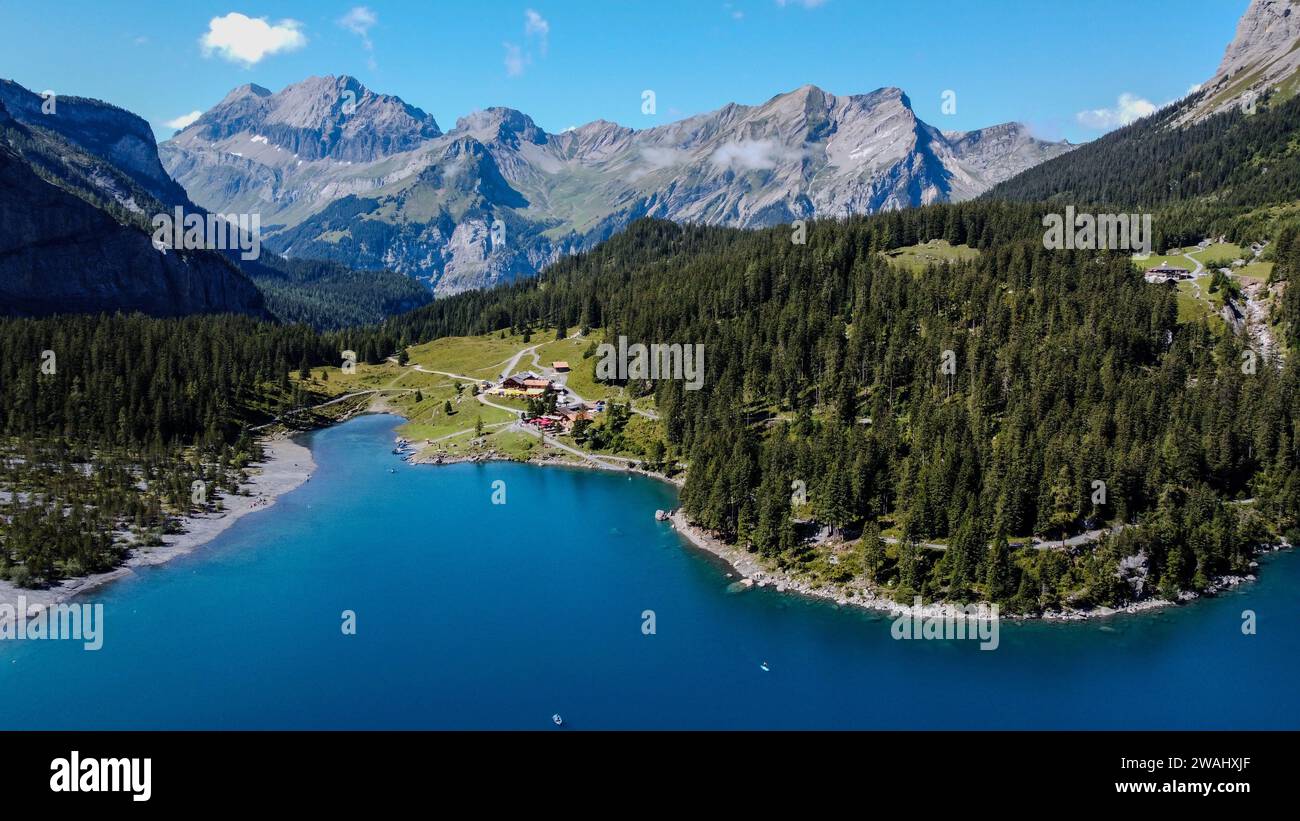 Beautiful oeschinen lake in switzerland hi-res stock photography and ...