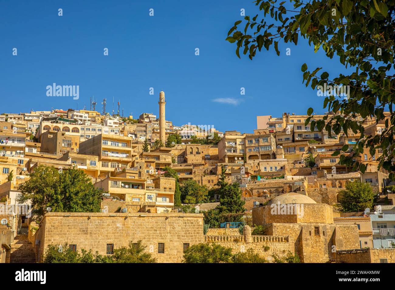 Ancient and stone houses of Old Mardin (Eski Mardin) with Mardin Castle ...