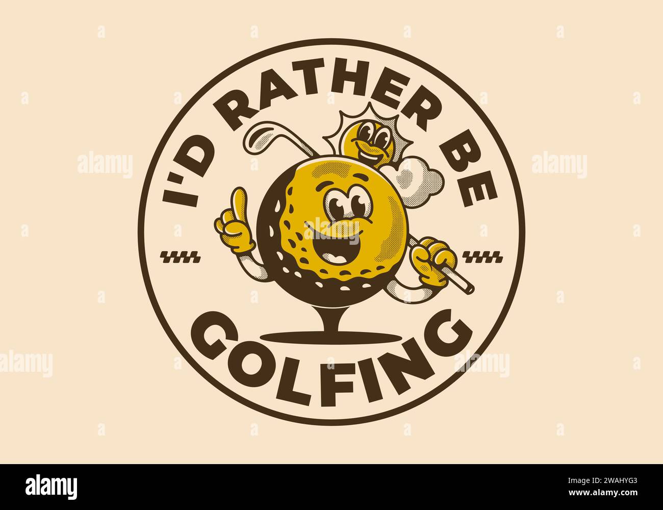 I'd rather be golfing. Vintage mascot character illustration of a golf ...