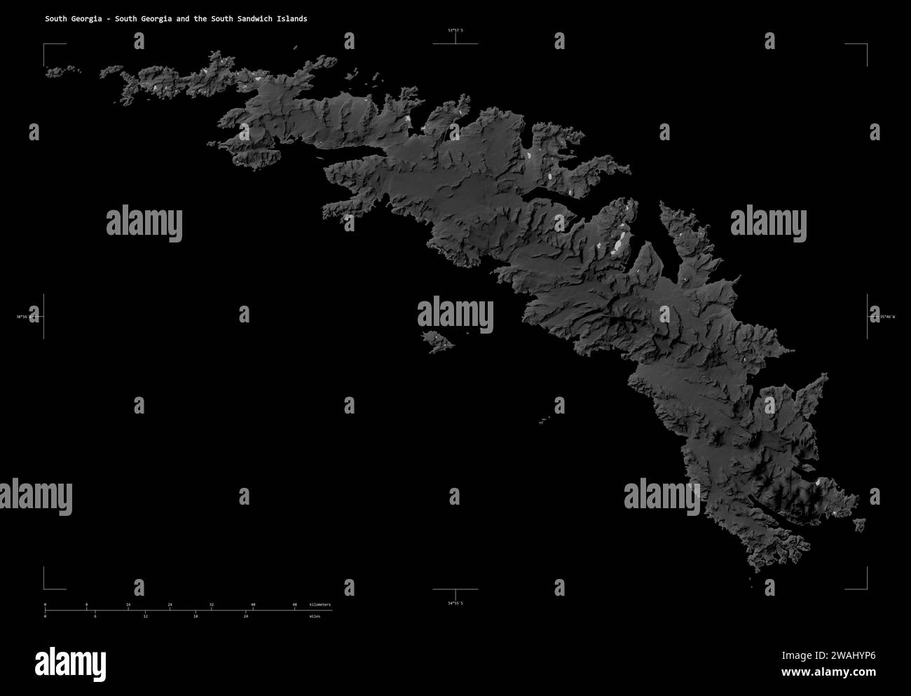 Shape of a Grayscale elevation map with lakes and rivers of the South ...