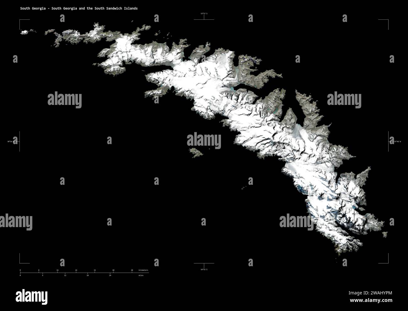 Shape of a low resolution satellite map of the South Georgia - South ...