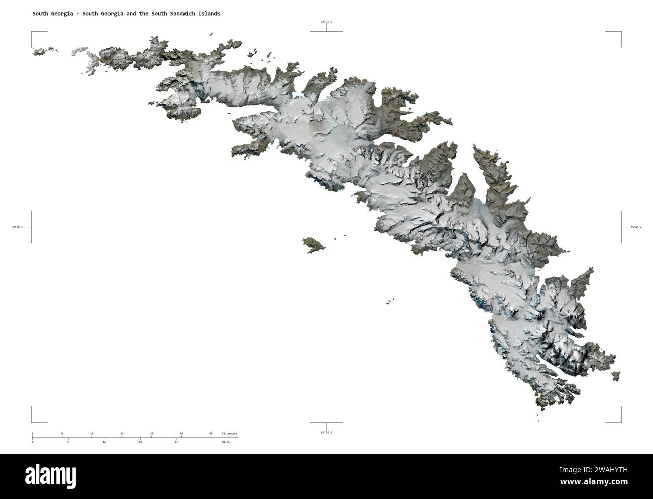 Shape of a high resolution satellite map of the South Georgia - South ...