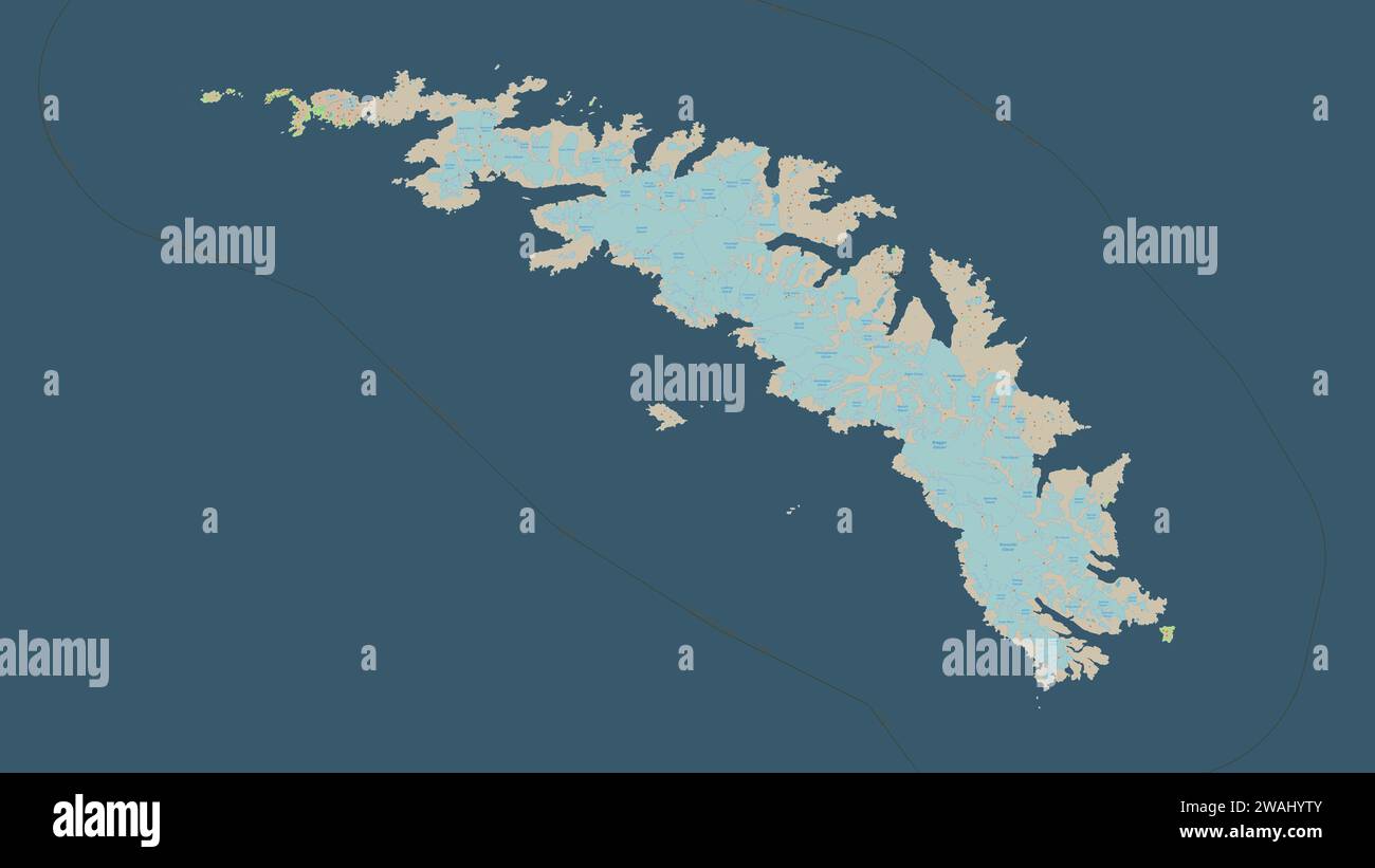 South Georgia - South Georgia and the South Sandwich Islands highlighted on a topographic, OSM ...