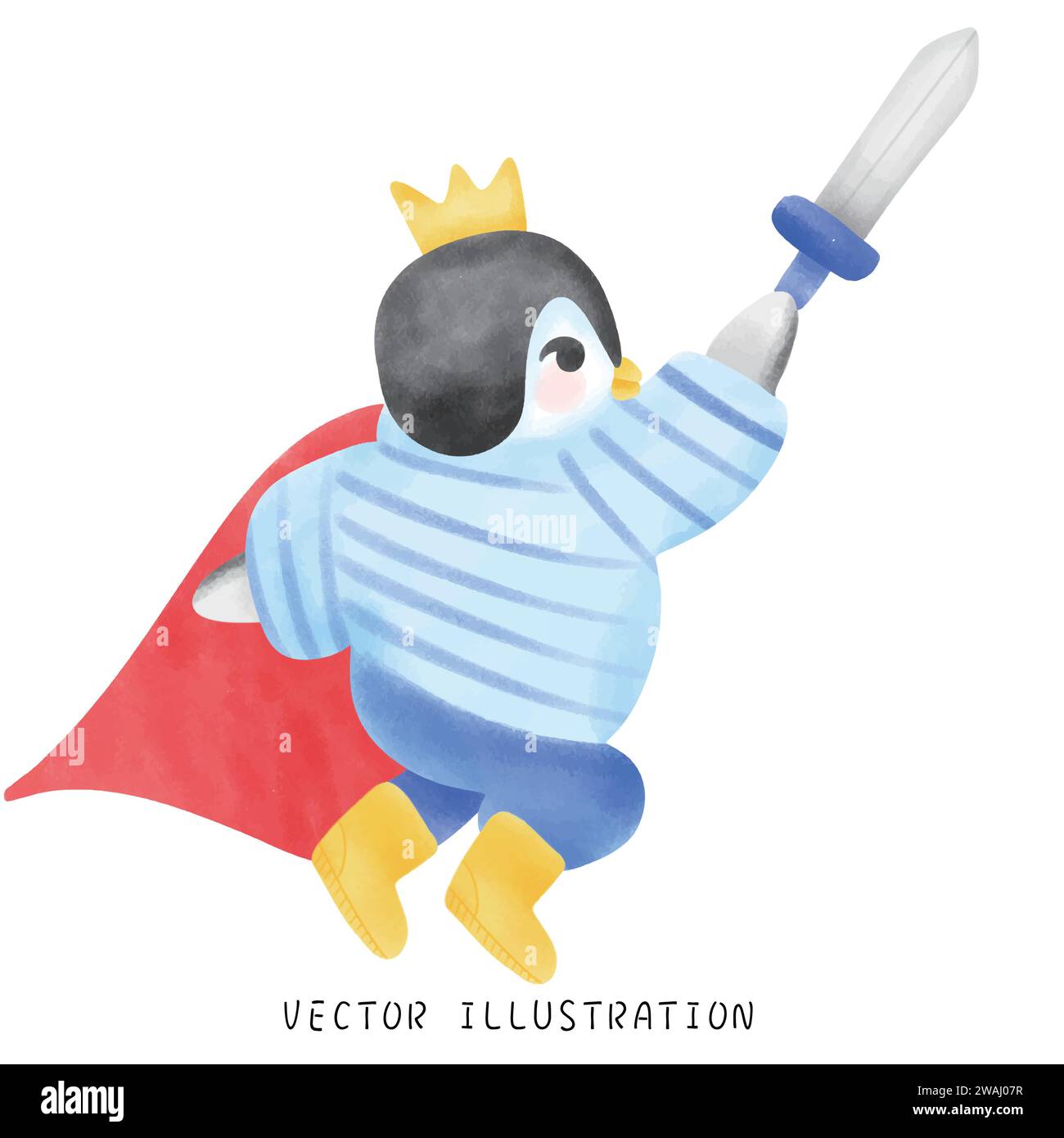 Cute Penguin in Watercolor Style Jumping and Spinning Stock Vector ...