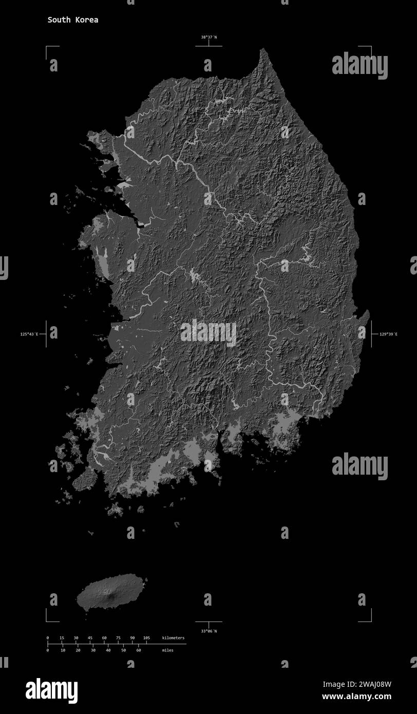 Shape of a Bilevel elevation map with lakes and rivers of the South ...