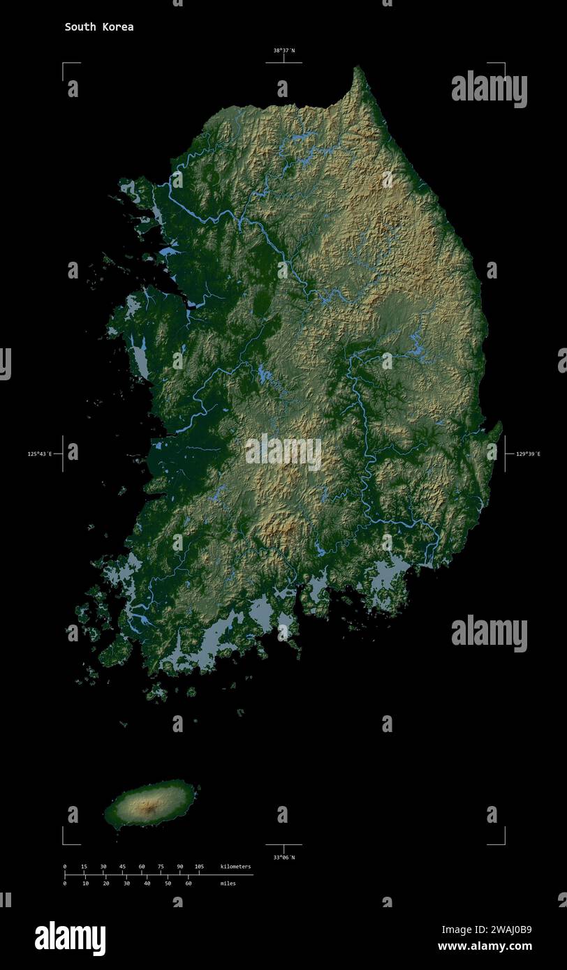 Shape of a Colored elevation map with lakes and rivers of the South ...