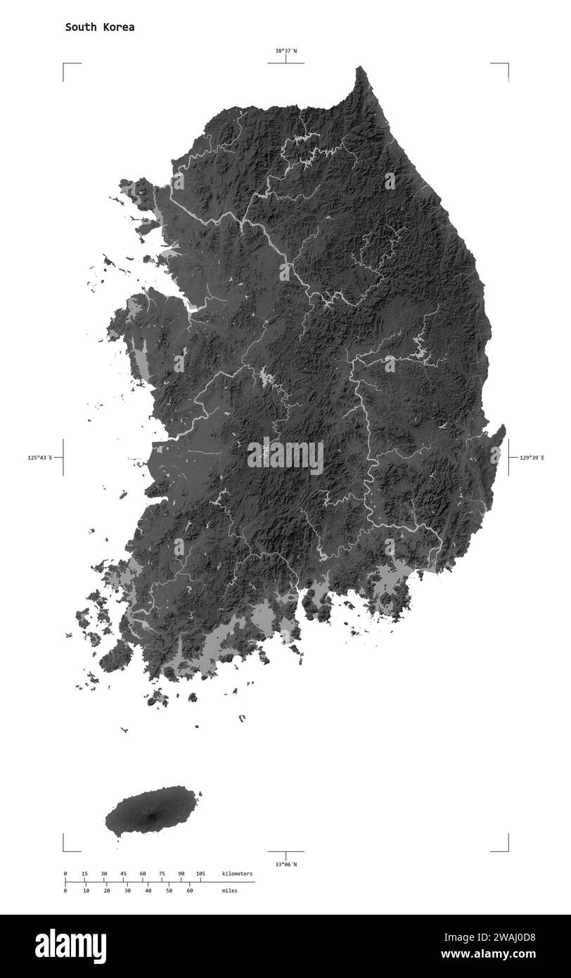 Shape of a Grayscale elevation map with lakes and rivers of the South ...