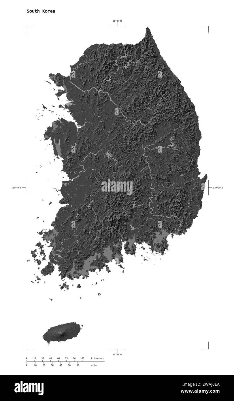 Shape of a Bilevel elevation map with lakes and rivers of the South ...