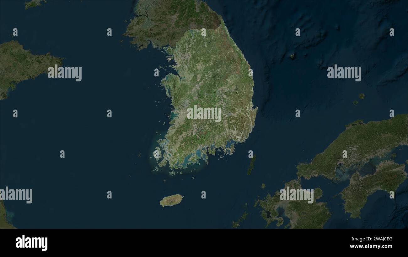 South Korea highlighted on a high resolution satellite map Stock Photo ...