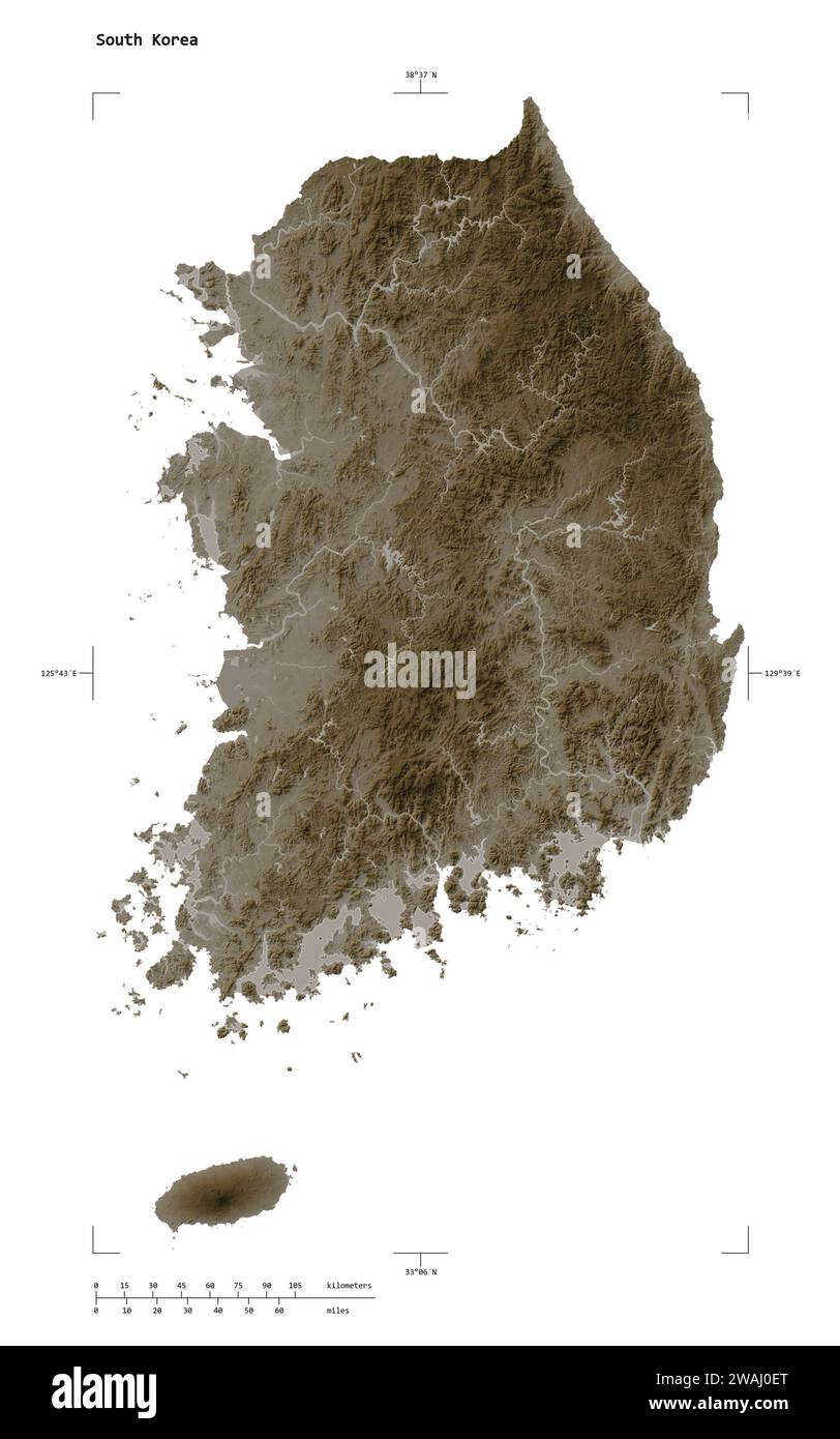 Shape of a elevation map colored in sepia tones with lakes and rivers ...