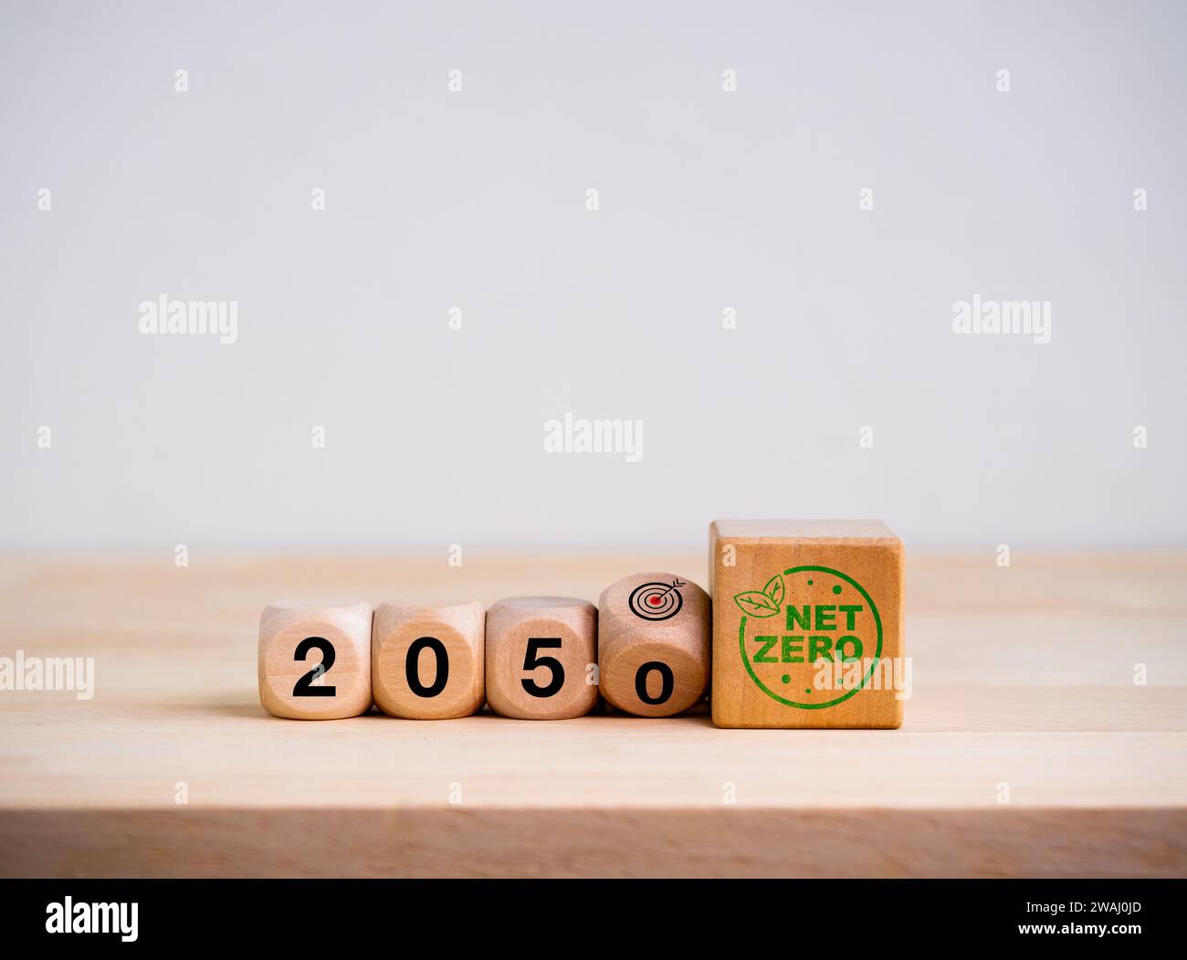 2050 year number on flipping block with target icon isolated on white ...