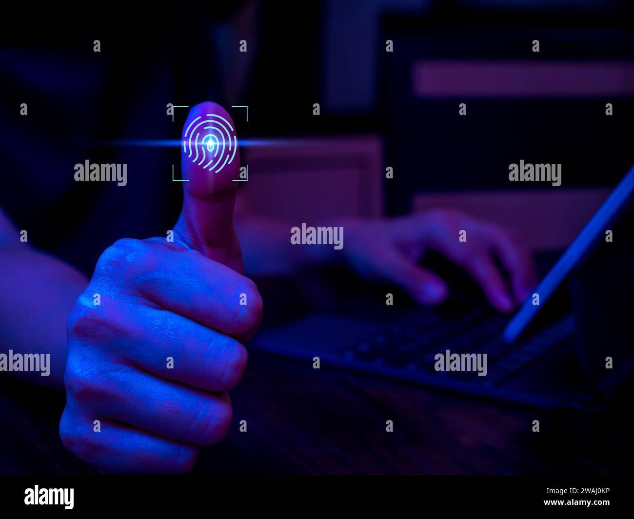 Fingerprint scan icon on virtual screen while finger scanning for ... Fingerprint scan icon on virtual screen while finger scanning for ...