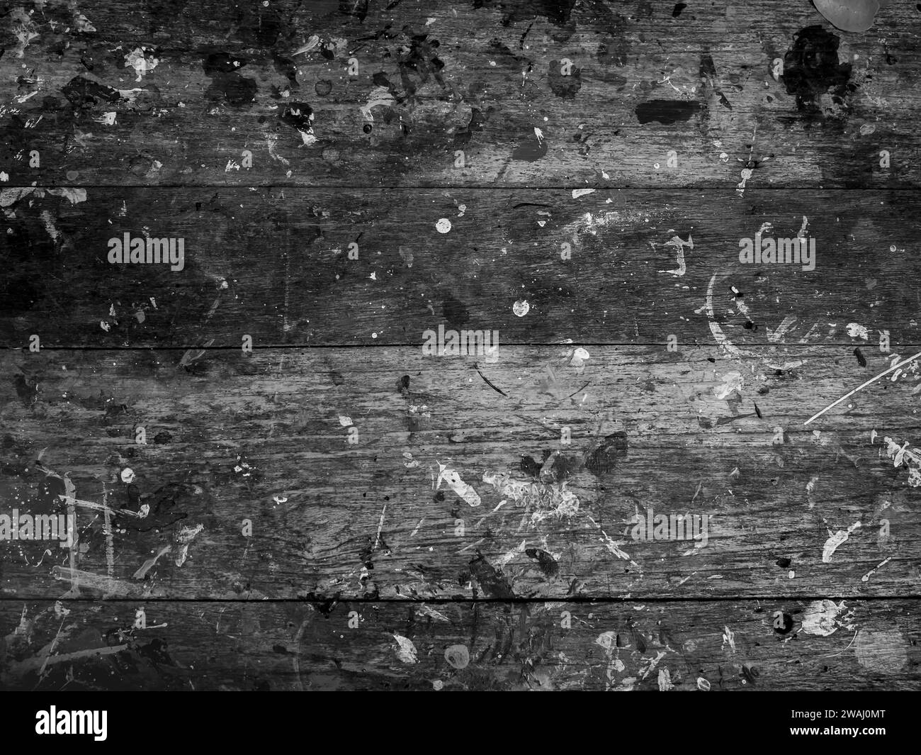 Black and white style of wood plank top table covered in color paint ...