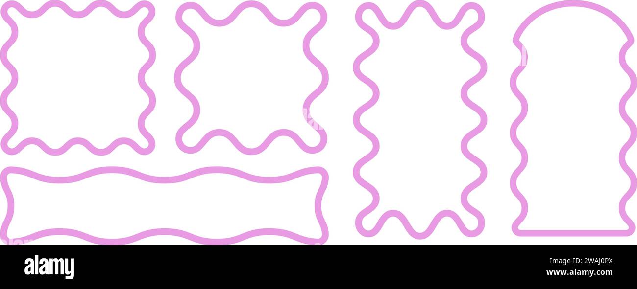 Retro frame with wavy border. Psychedelic rectangle groovy shapes ...